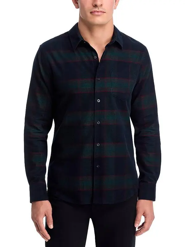 Vince Holme Plaid French Placket Shirt - Coastal Combo
