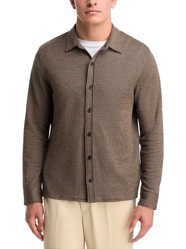 Vince Houndstooth Long Sleeve Shirt - Dark Roast