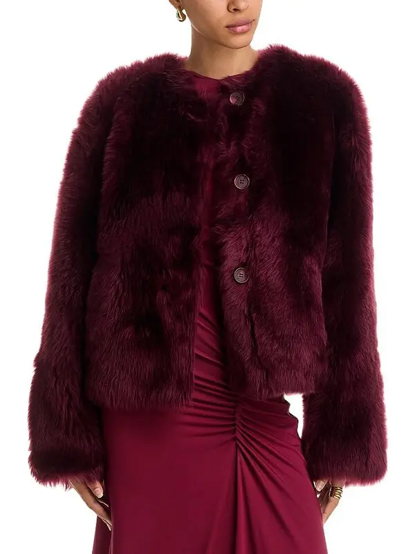 Simkhai Natasha Shearling Jacket - Cranberry