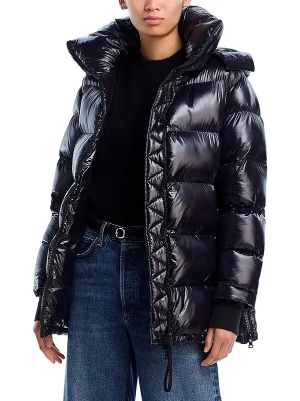Aqua Oversized Mid-length Puffer Coat - Jet