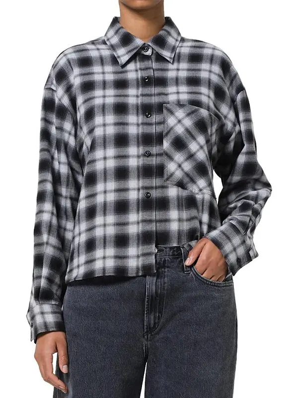 AGOLDE Comer Cropped Flannel Shirt - Nero Check