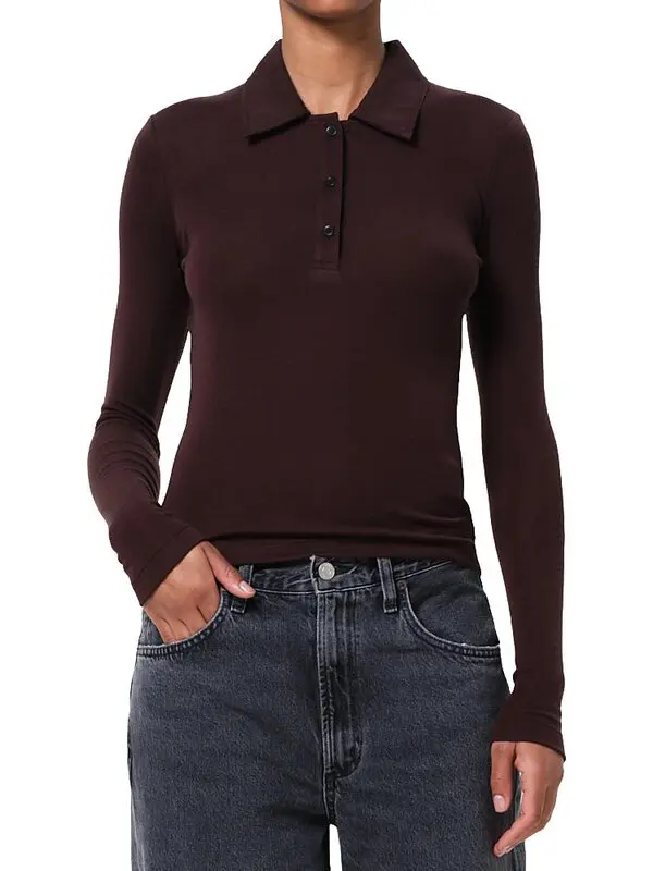 AGOLDE Amos Polo Collar Top - Root