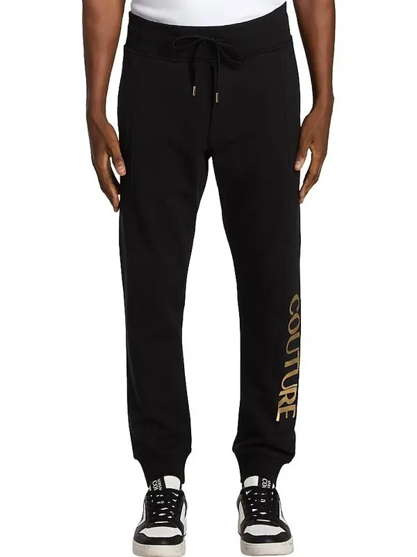 Versace Fleece Gold Logo Joggers - Black/gold