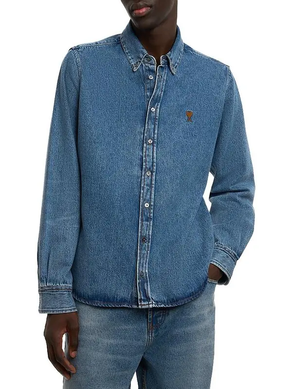 Ami Denim Button Down Shirt - Used Blue