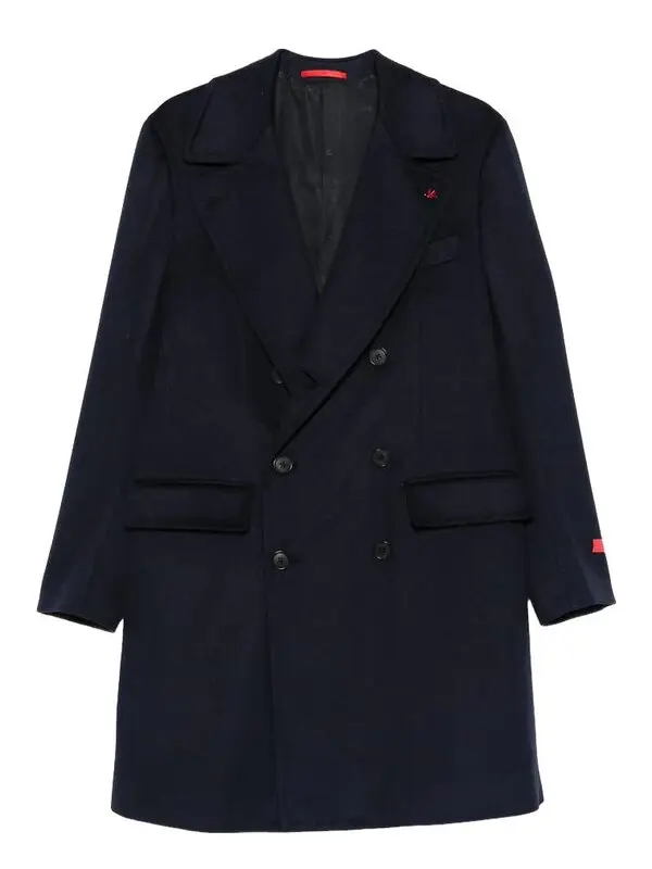 Isaia Double-breasted Coat - Blue