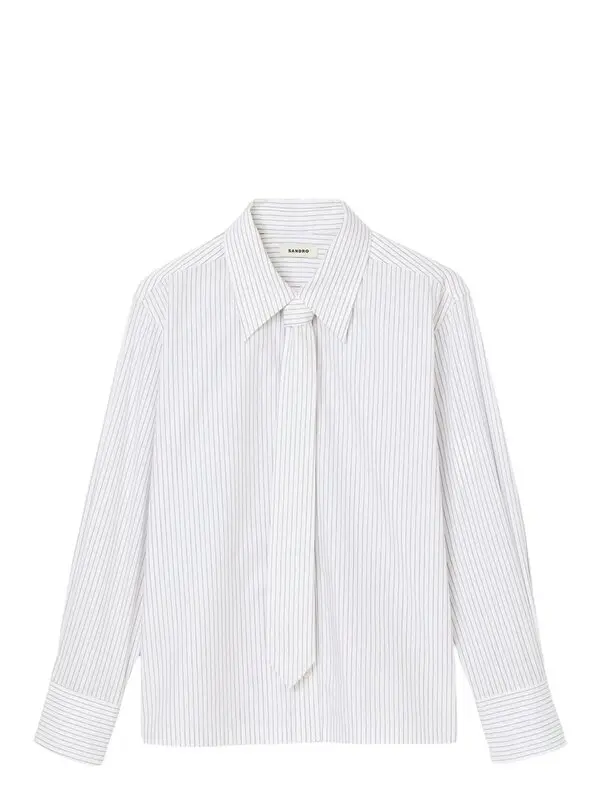 Sandro Striped Shirt With Detachable Tie - White / Red