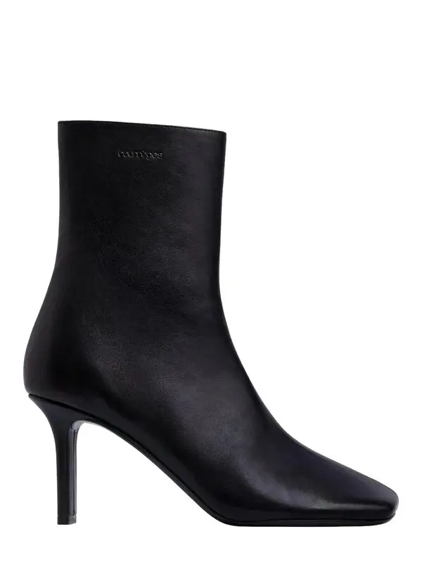 COURREGES Leather Square-toe Ankle Boots - Black