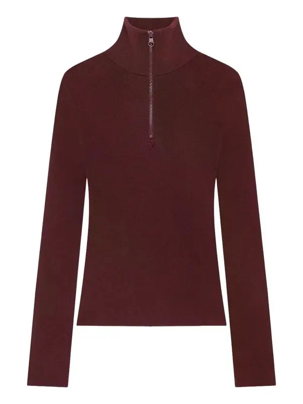 COURREGES Zipped Mock-neck Sweater - Red