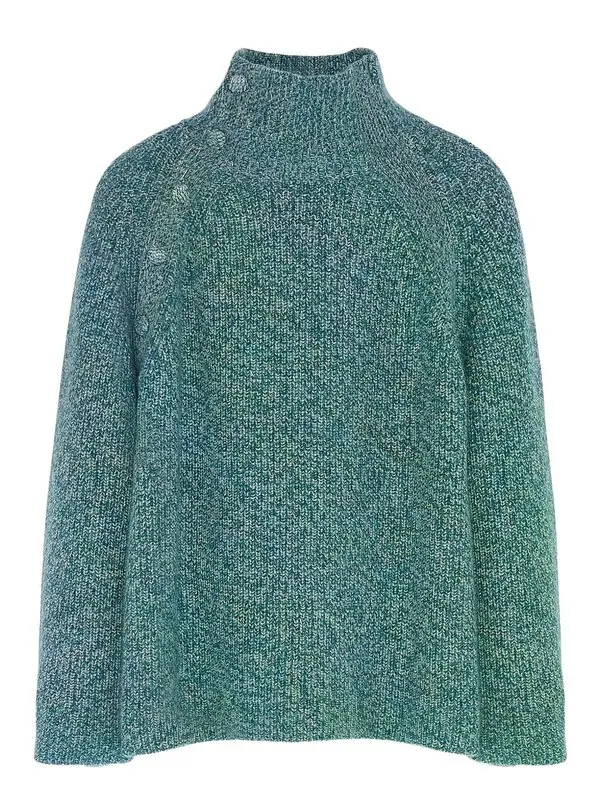 YVES SALOMON Funnel-neck Sweater With Button Detailing - Blue