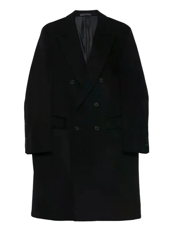 Caruso Wool Double-breasted Coat - Black