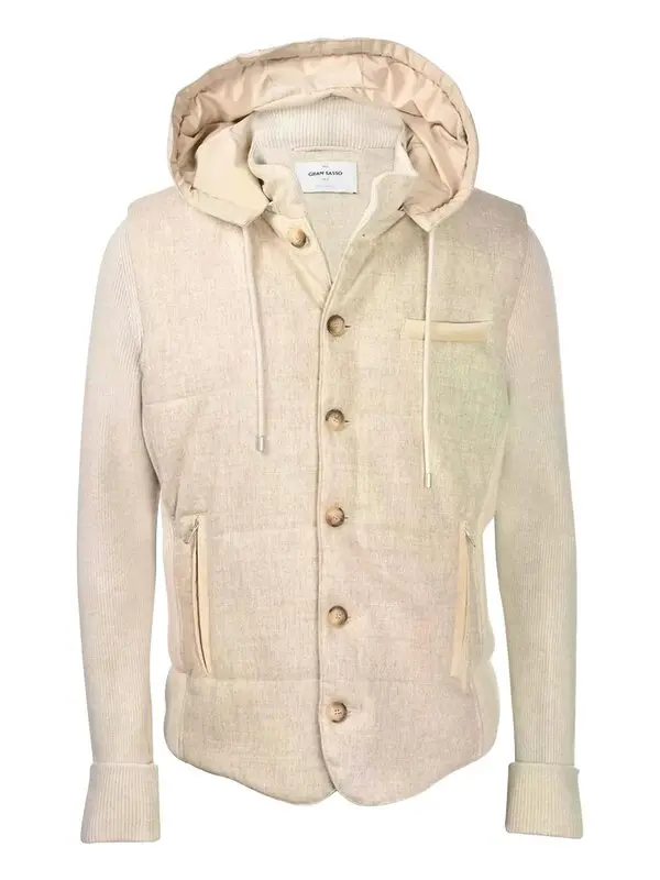 GRAN SASSO Wool Hooded Padded Jacket - Neutrals
