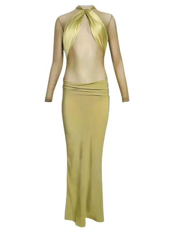 Burc Akyol Caryatid Mesh Maxi Dress - Green