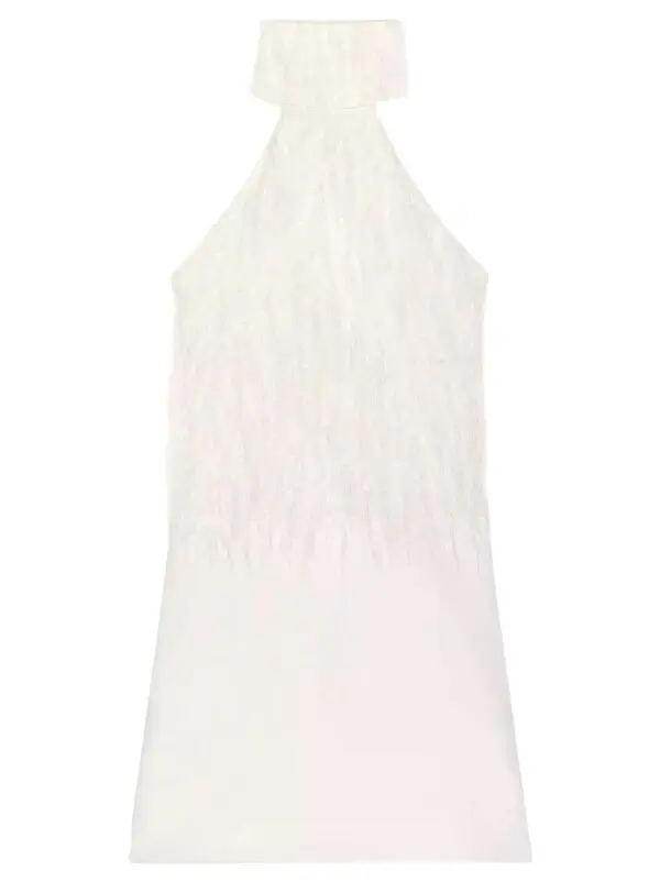 COURREGES Halter-neck Fringe-detail Mini Dress - White