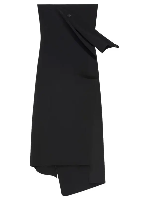 COURREGES Draped Asymmetrical Midi Dress - Black
