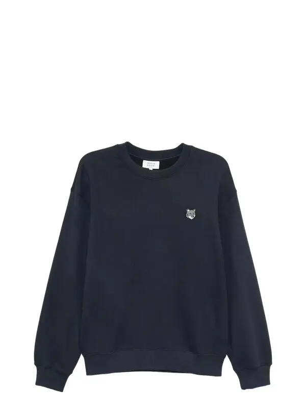 Maison Kitsuné Embroidered-logo Patch Sweatshirt - Blue