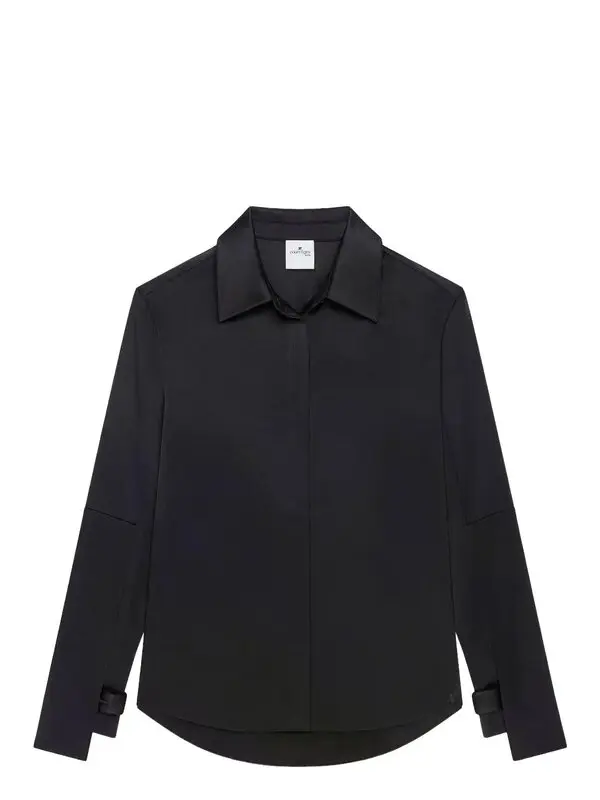 COURREGES Embroidered-logo Satin Shirt - Black