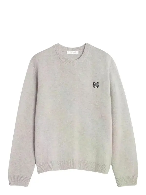 Maison Kitsuné Fox-embroidered Wool Sweater - Grey
