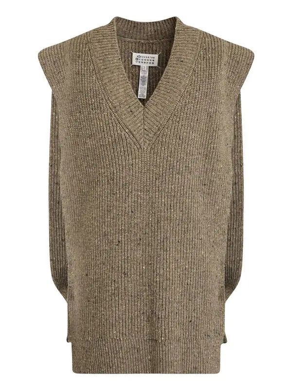 MAISON MARGIELA Donegal Ribbed Wool-blend Vest - Mushroom