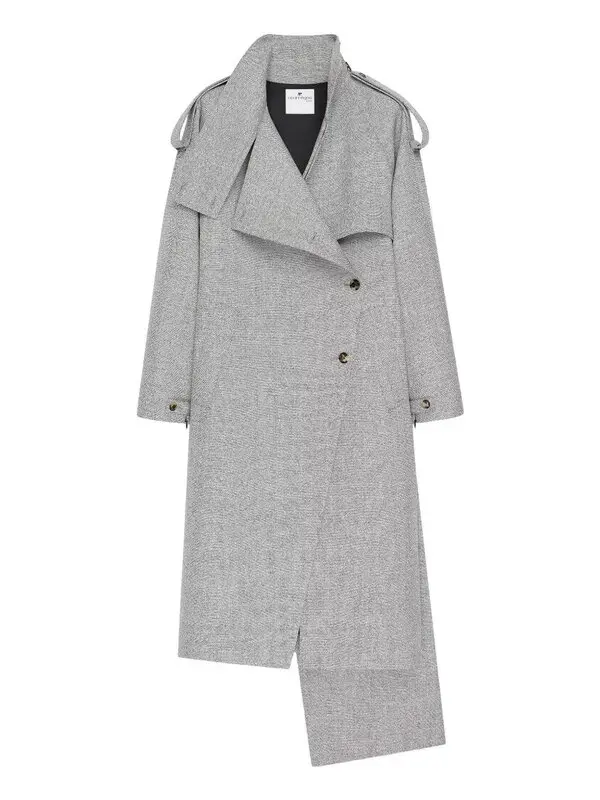COURREGES Oblique Asymmetric Wool Coat - Grey