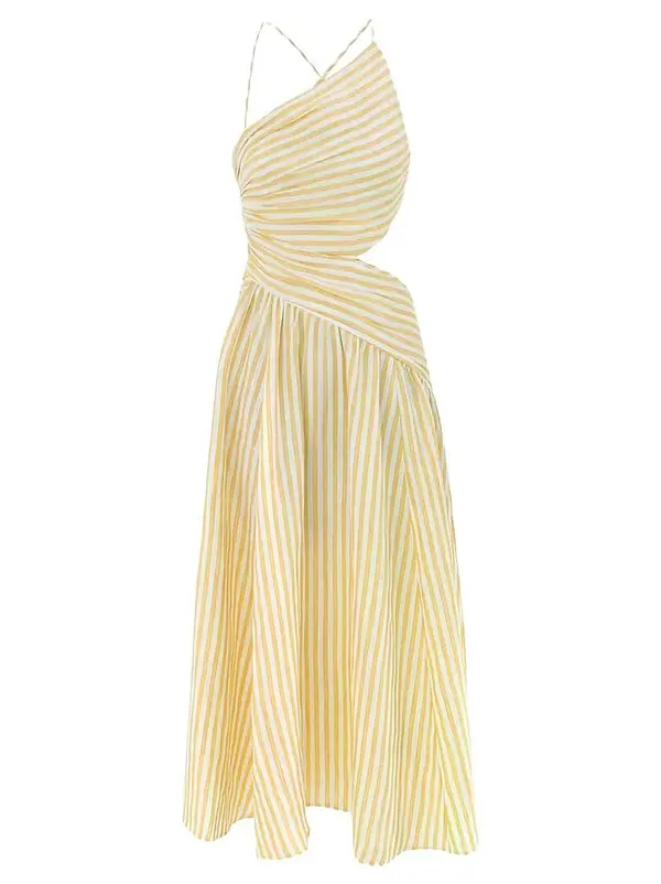 Zimmermann Cascadian Stripe-pattern Midi Dress - Yellow