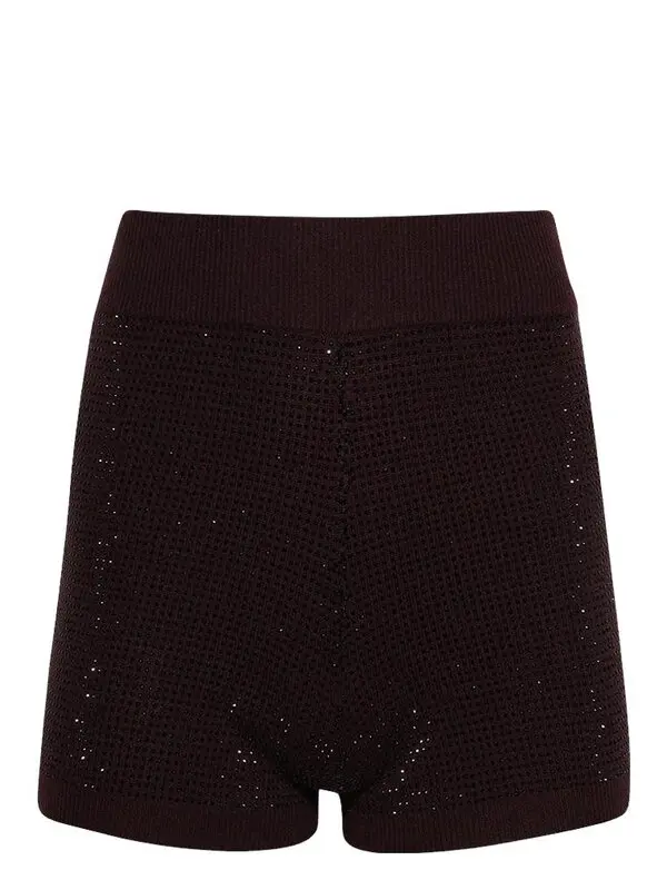 David Koma Rhinestone Embroidered Shorts - Red