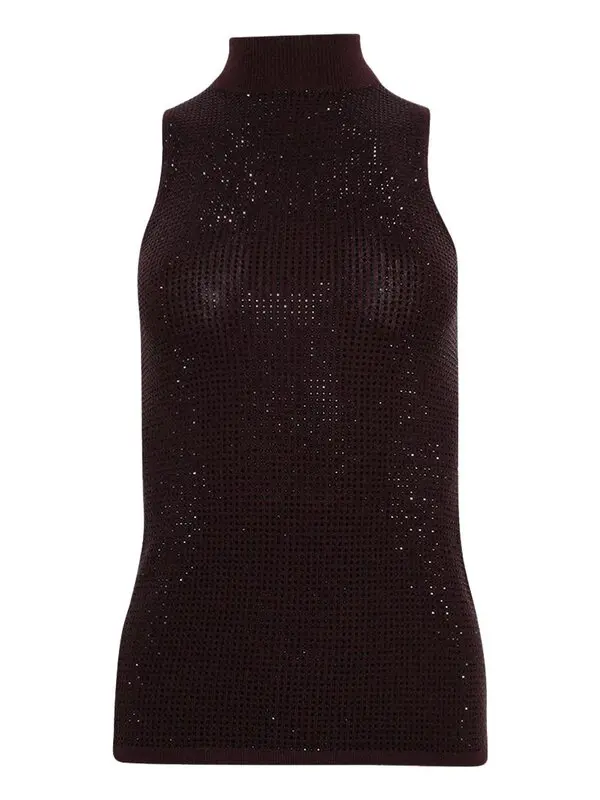 David Koma Rhinestone Embroidered Top - Red