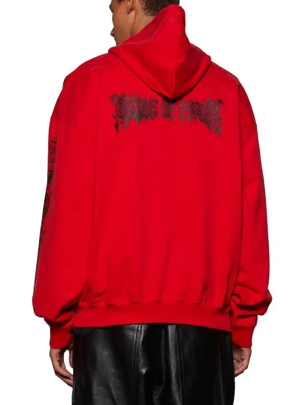 Vetements Double Logo Oversized Zip-up Hoodie - Red