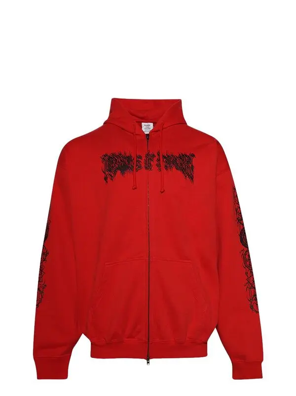 Vetements Double Logo Oversized Zip-up Hoodie - Red