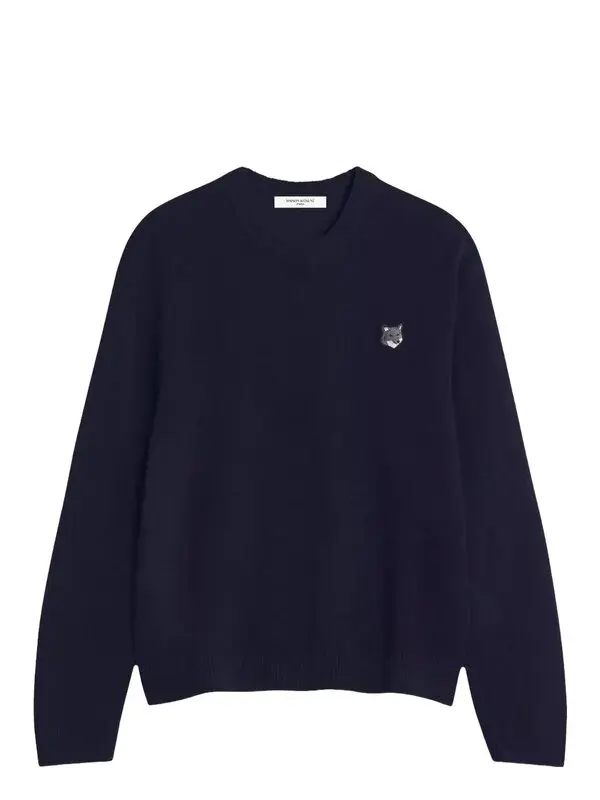 Maison Kitsuné Fox-head Wool Sweater - Blue