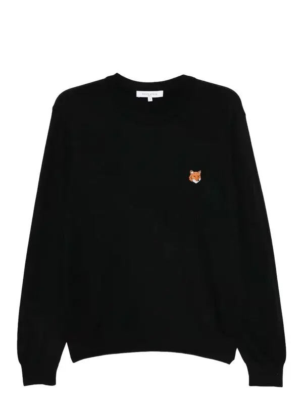 Maison Kitsuné Embroidered-logo Patch Jumper - Black