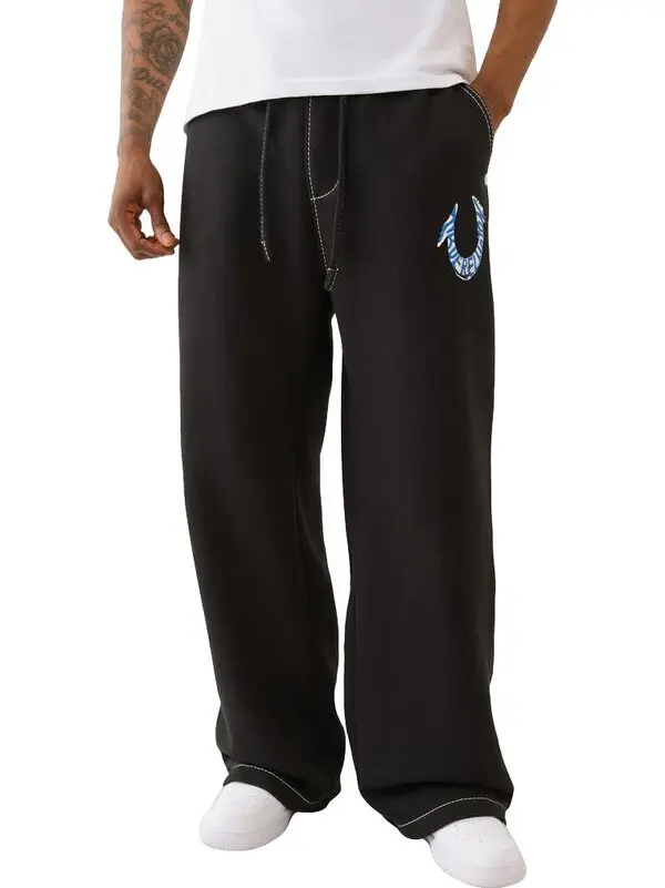 True Religion Painted Horseshoe Baggy Big T Sweatpants - Jet Black