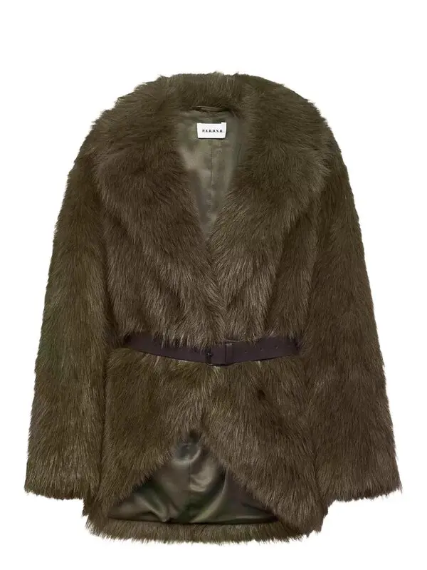 P.a.r.o.s.h Belted Faux-fur Coat - Green