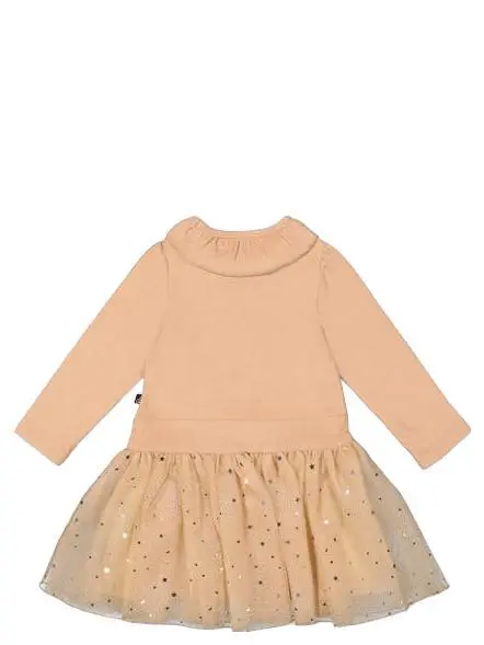 DEUX PAR DEUX Bi-material Dress With Glittering Skirt - Beige