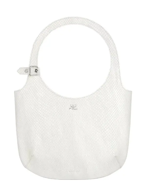 COURREGES Snakeskin-embossed Handbag - White