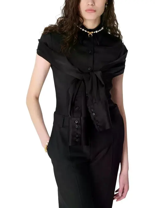 MARINE SERRE Wrapped Satin Shirt - Black