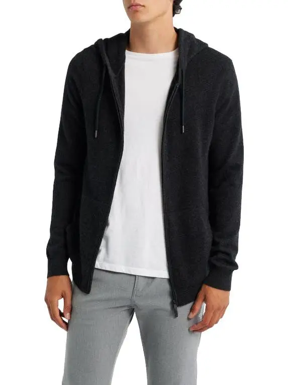 Robert Barakett Cashmere Hooded Zip Cardigan - Charcoal