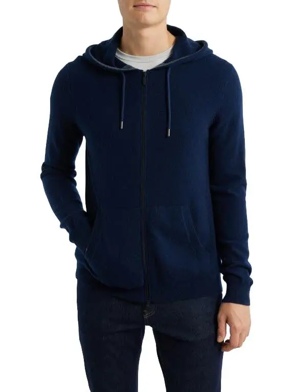 Robert Barakett Cashmere Hooded Zip Cardigan - Dark Blue