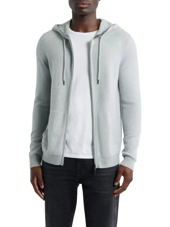 Robert Barakett Cashmere Hooded Zip Cardigan - Light Grey