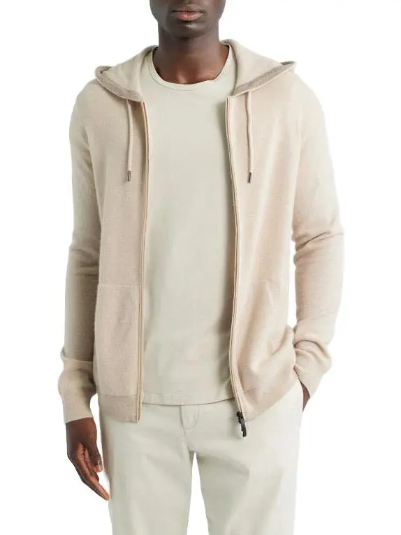 Robert Barakett Cashmere Hooded Zip Cardigan - Light Tan