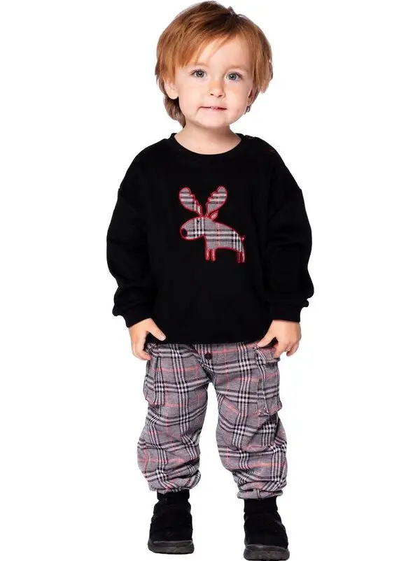 DEUX PAR DEUX Sweater And Cargo Pants Set With Applique - Black