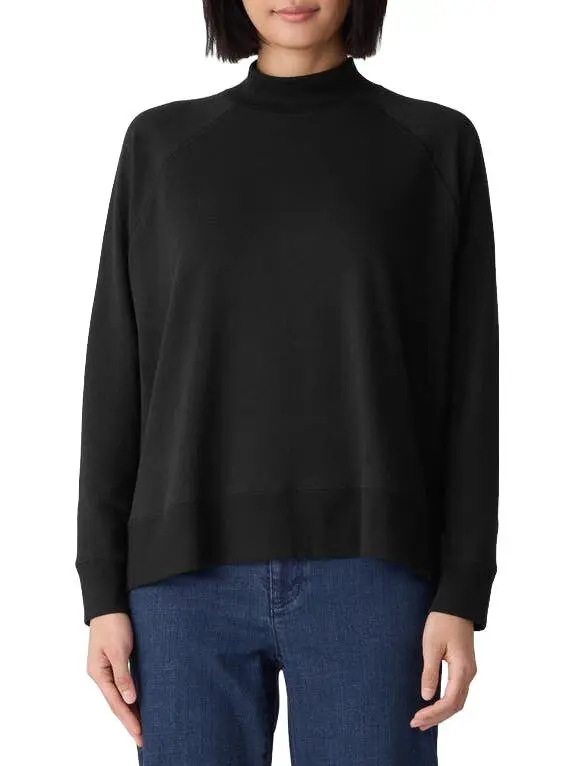 Eileen Fisher Mock Neck Long Sleeve Top - Black