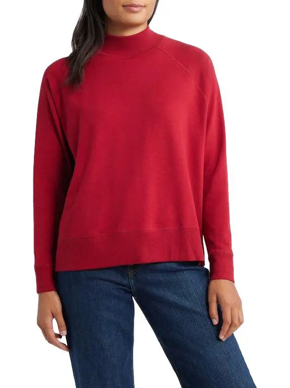 Eileen Fisher Mock Neck Long Sleeve Top - Ruby