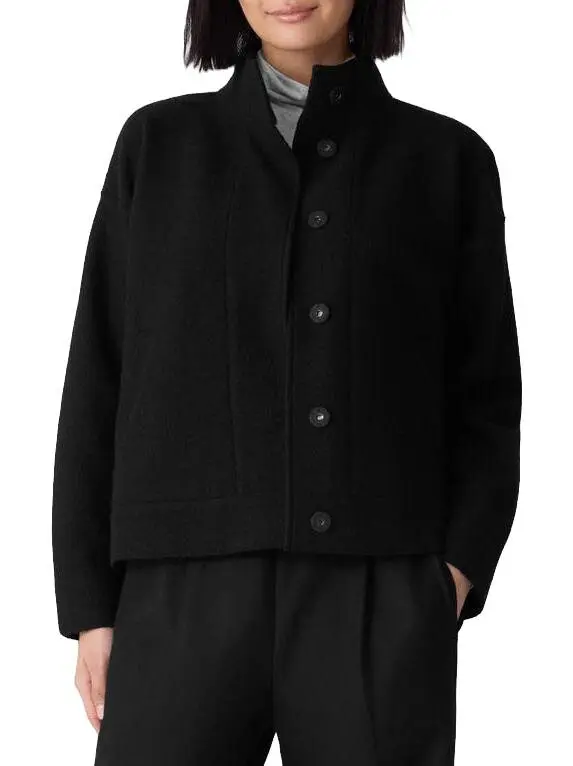 Eileen Fisher Boiled Wool Jacket - Black