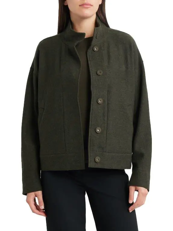 Eileen Fisher Boiled Wool Jacket - Woodland