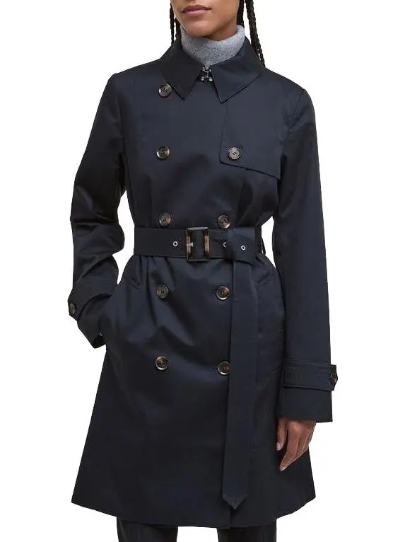 Barbour Belted Water Resistant Twill Trench Coat - Dark Navy/hessian Tartan