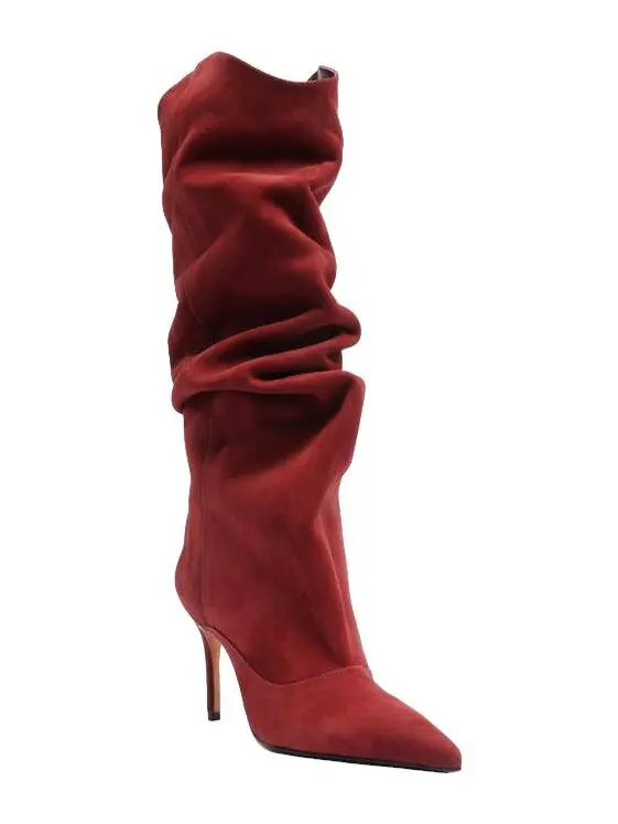 Schutz Maryana Up Slouch Boots - Red Brown