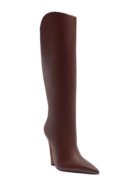 Schutz Maryann Up Curve Pointed Toe Tall Boot - Chestnut Brown