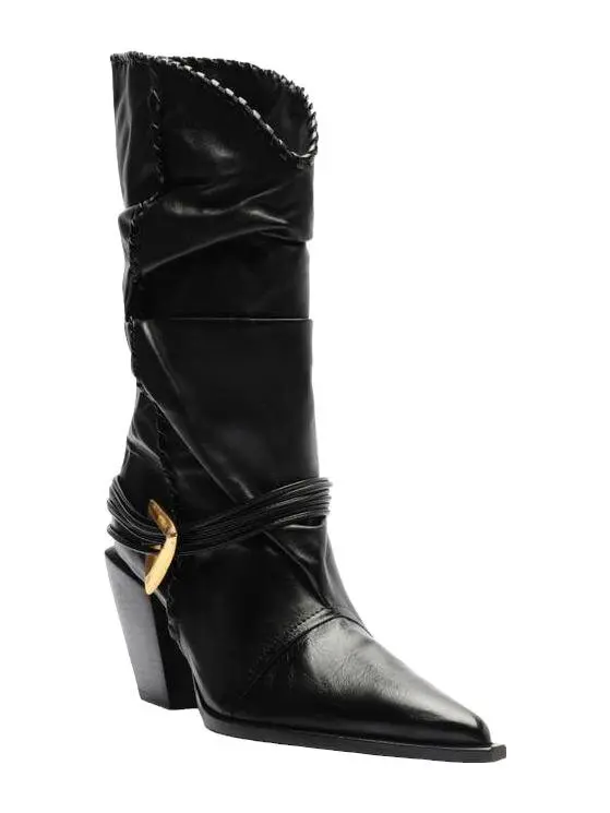 Schutz Pointed Toe Western Boots - Black