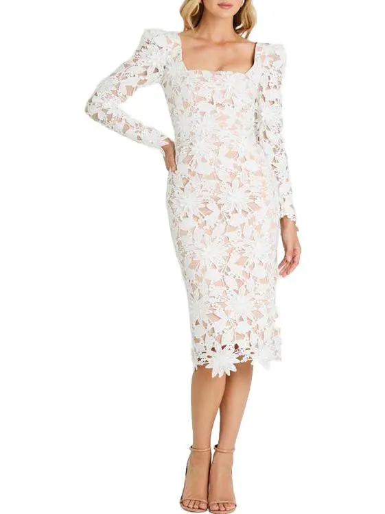 HELSI Olga Floral Appliqué Long Sleeve Dress - Off White