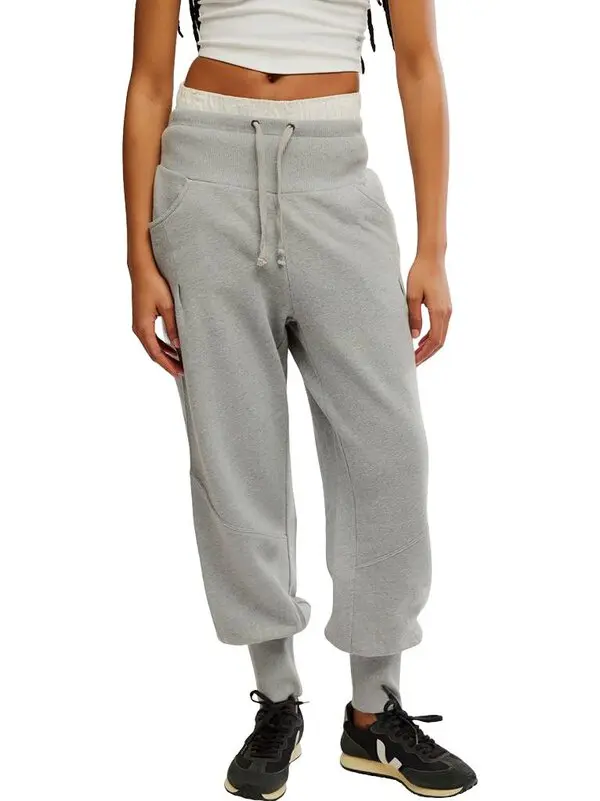 Free People Day Off Tie Waist Jogger - Heather Grey